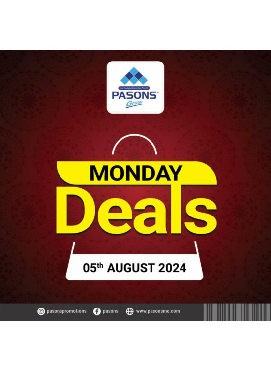 Monday Deals from Pasons until 5th August - Pasons UAE Offers & Promotions