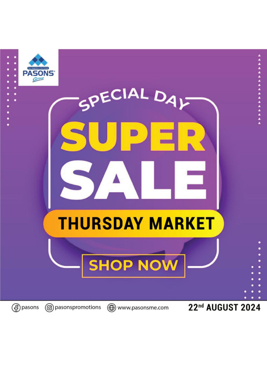Thursday Offer from Pasons until 22nd August - Pasons UAE Offers ...