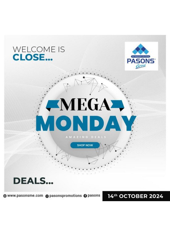 Mega Monday from Pasons until 14th October - Pasons UAE Offers & Promotions