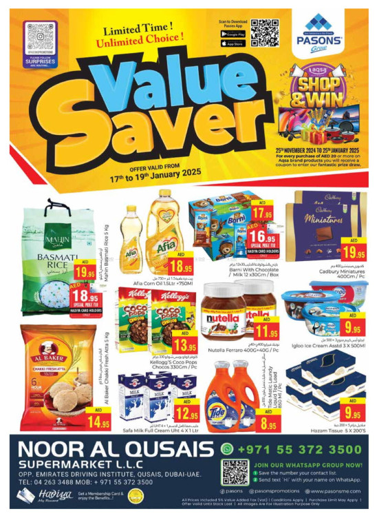 Value Saver - Noor Al Qusais Supermarket from Pasons until 19th January ...