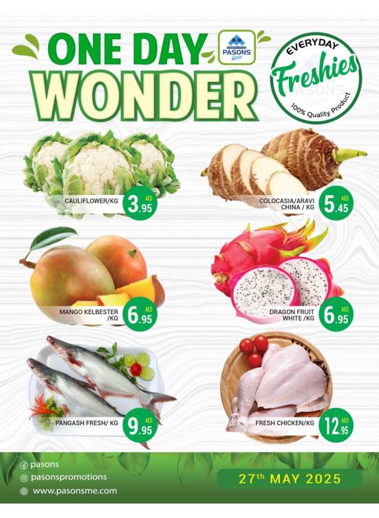 One Day Woder from Pasons until 27th May - Pasons UAE Offers & Promotions