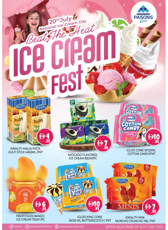 Ice Cream Fest from Pasons until 20th July - Pasons UAE Offers & Promotions
