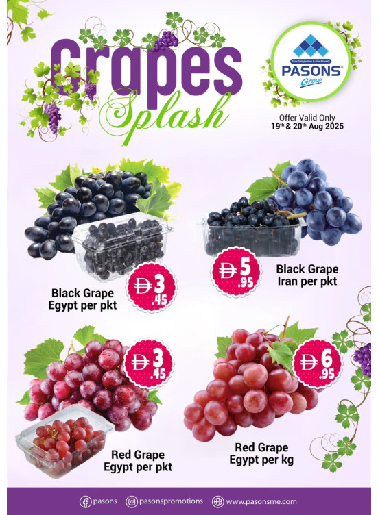 Grapes Fest from Pasons until 20th August - Pasons UAE Offers & Promotions