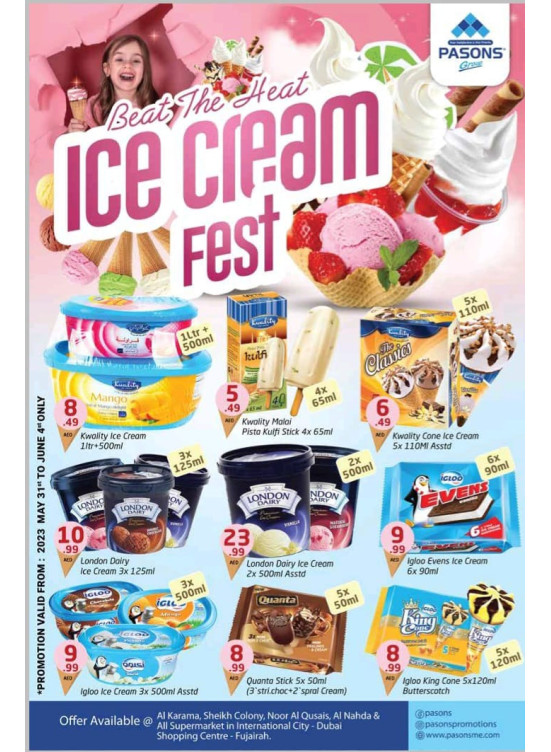 Ice Cream Fest from Pasons until 4th June - Pasons UAE Offers & Promotions
