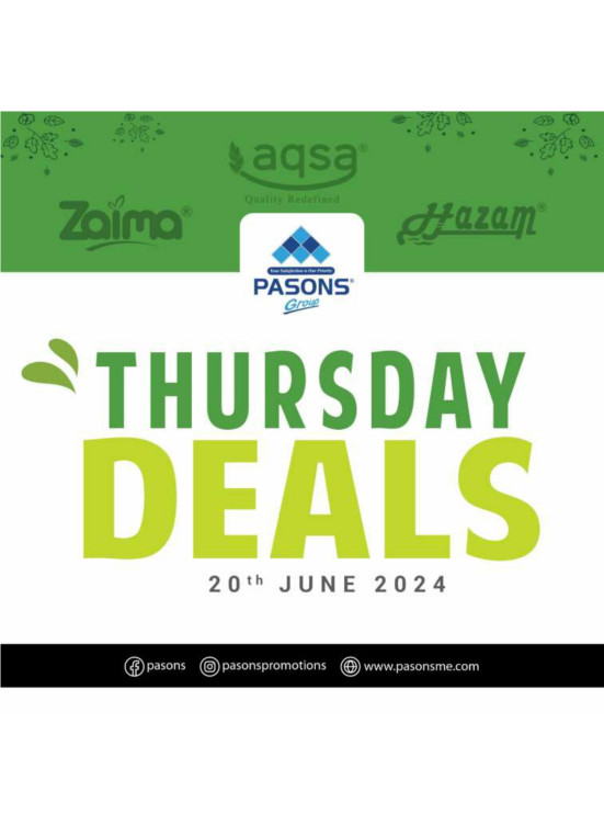 Thursday Deals from Pasons until 20th June - Pasons UAE Offers & Promotions