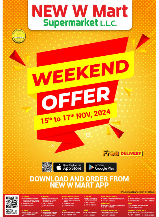 Weekend Offers from New W Mart until 17th November - New W Mart UAE Offers & Promotions