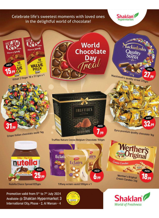 World Chocolate Day - Al Warsan from Shaklan until 7th July - Shaklan ...
