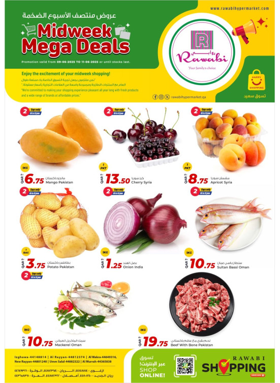 Midweek Mega Deals from Rawabi Market until 11th June - Rawabi Market Qatar Offers & Promotions