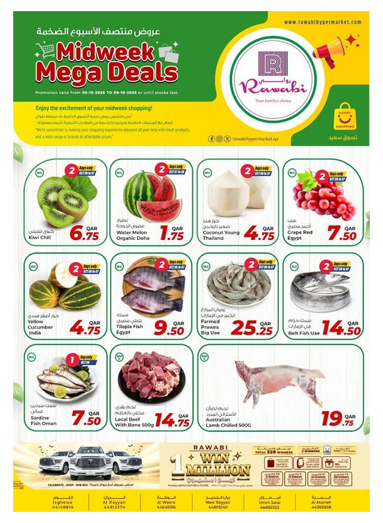 Midweek Mega Deals from Rawabi Market until 8th October - Rawabi Market Qatar Offers & Promotions