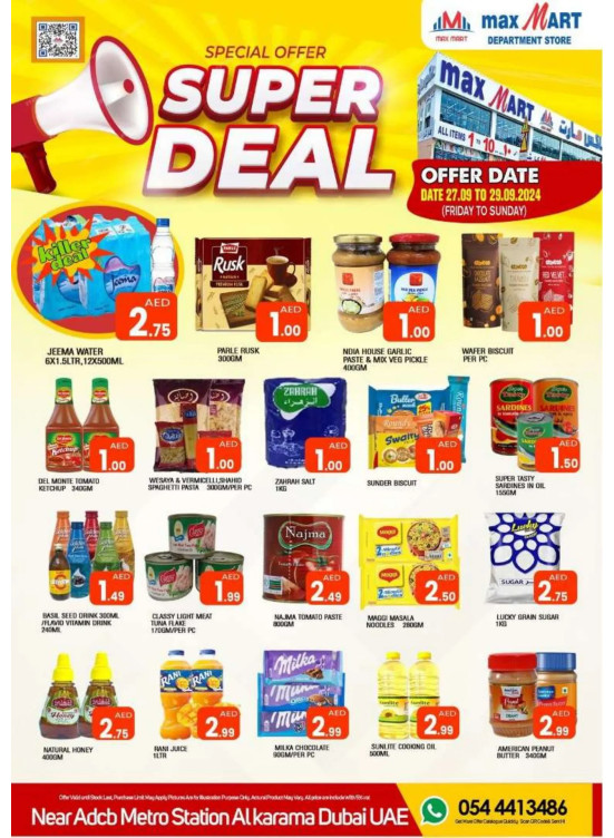 Super Deals - Al Karama, Dubai from Max Mart until 29th September - Max Mart UAE Offers & Promotions