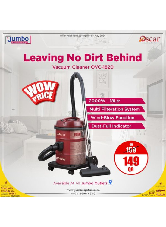 Wow Prices on Vacuum Cleaners from Jumbo Electronics until 11th May - Jumbo Electronics Qatar ...