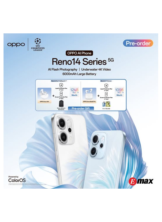 OPPO Reno14 Sale from Emax until 7th August - Emax UAE Offers & Promotions