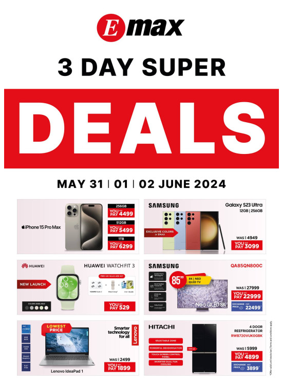 3 Day Super Deals from Emax until 2nd June - Emax UAE Offers & Promotions