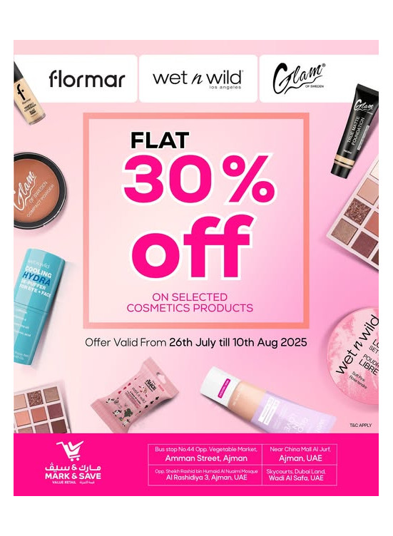 FLAT 30% OFF on Cosmetics from Mark & Save until 9th August - Mark ...