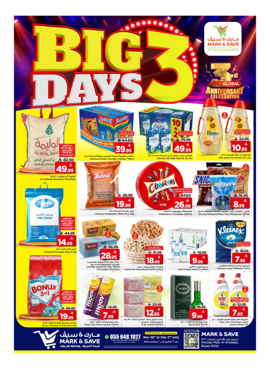 Big 3 Days Deals - Riyadh from Mark & Save until 2nd December - Mark & Save KSA Offers & Promotions