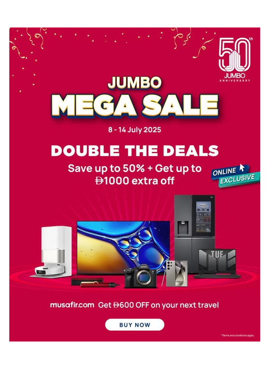 Mega Sale from Jumbo until 14th July - Jumbo UAE Offers & Promotions