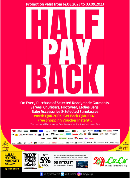 Half Pay Back Offer from Lulu until 3rd September - Lulu Qatar Offers ...