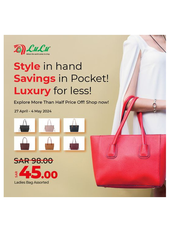 Ladies Bags Offer from Lulu until 4th May - Lulu KSA Offers & Promotions