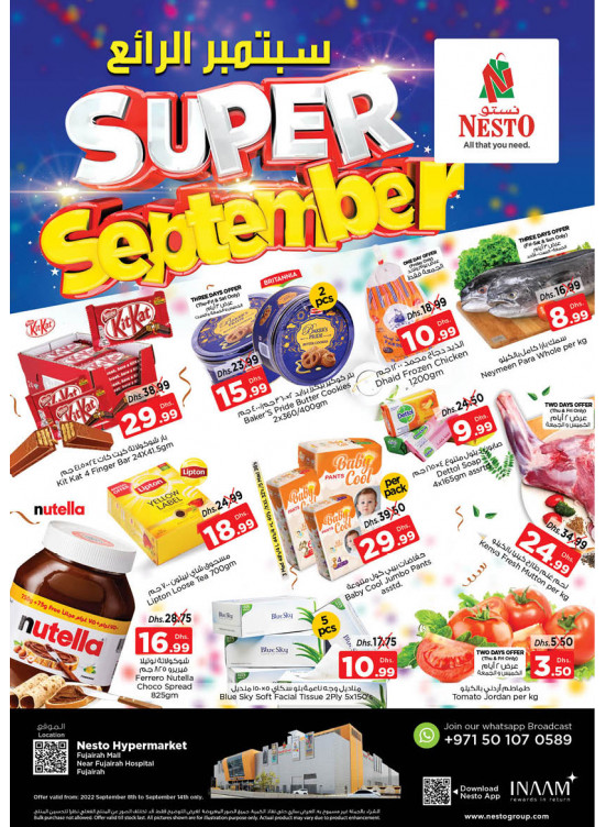 Weekend Grabs - Fujairah from Nesto until 14th September - Nesto UAE Offers & Promotions