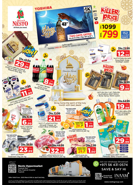 Weekend Grabs - Fujairah from Nesto until 2nd April - Nesto UAE Offers & Promotions