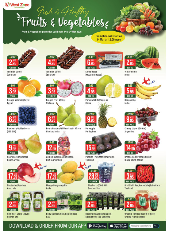 Fresh Fruits & Vegetables from West Zone until 2nd March - West Zone ...