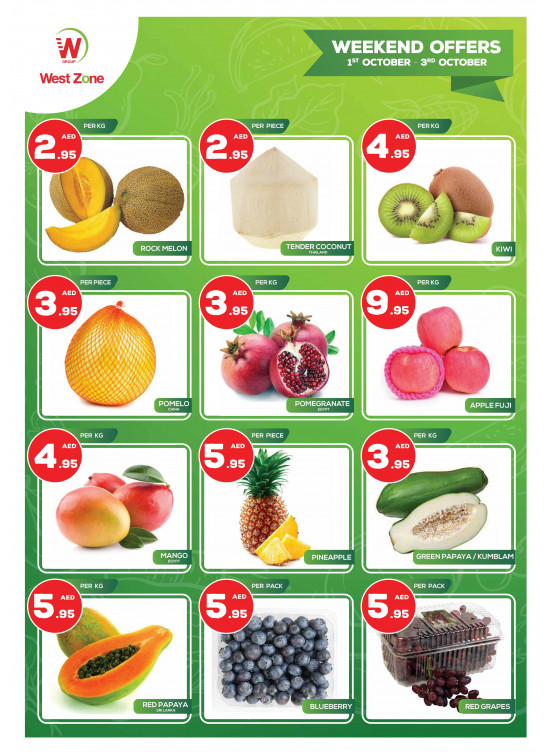 Fresh Weekend Offers from West Zone until 3rd October - West Zone UAE ...