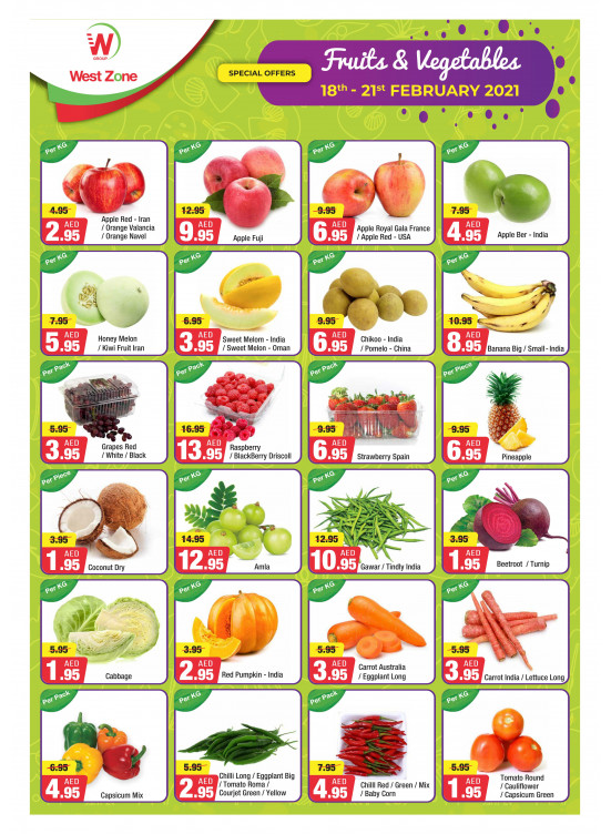 Fruits & Vegetables Offers from West Zone until 21st February - West ...