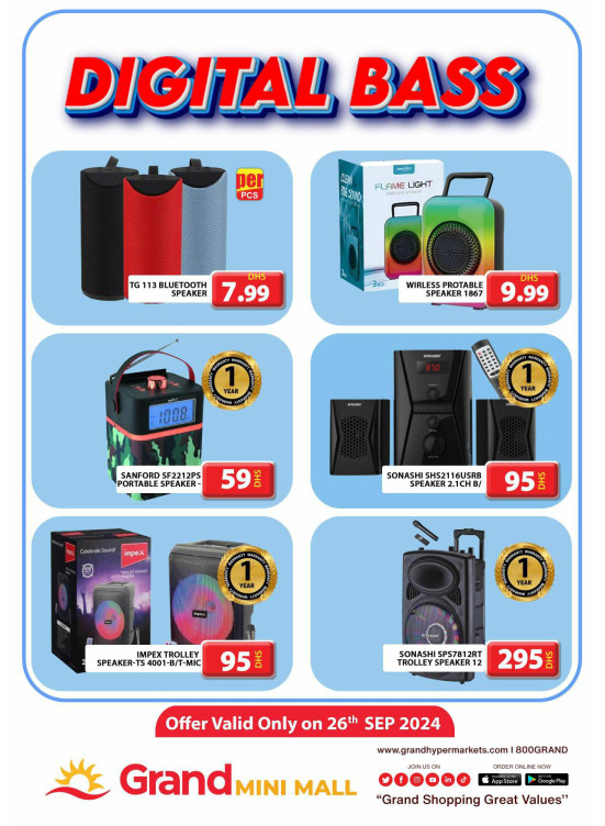Digital Bass Offers - Grand Mini Mall from Grand Hypermarket until 26th September - Grand ...
