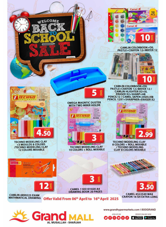 Back To School Sale - Grand Mall Sharjah from Grand Hypermarket until 16th April - Grand ...