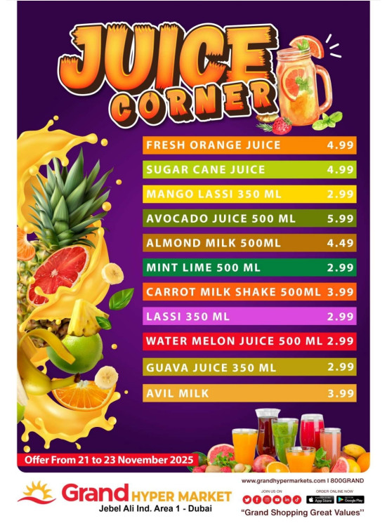 Juice Corner - Grand Hypermarket Jebel Ali from Grand Hypermarket until ...