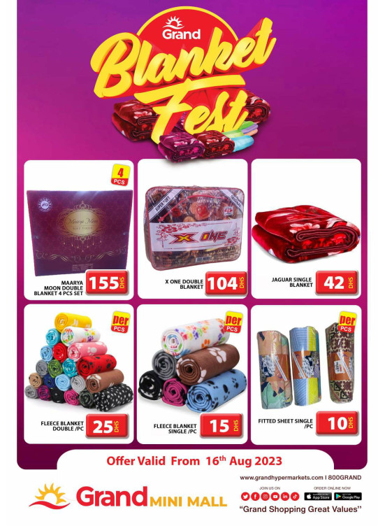 Blanket Fest - Grand Mini Mall from Grand Hypermarket until 16th August - Grand Hypermarket UAE ...