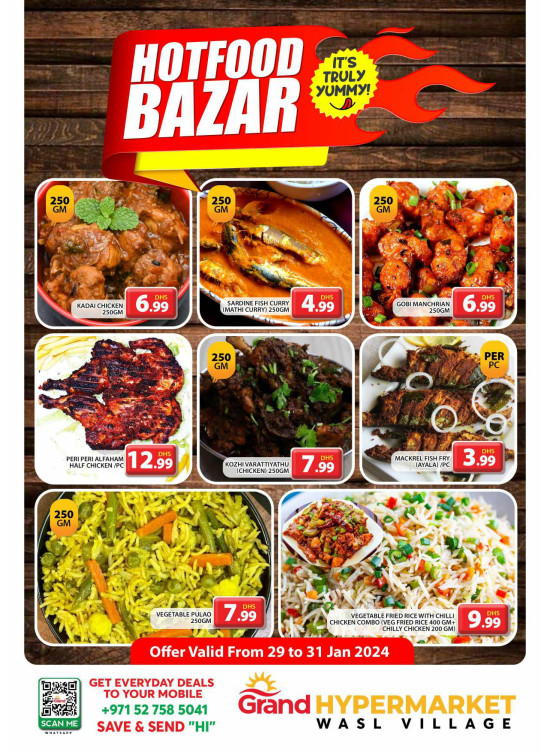 Hot Food Bazar - Wasl Village, Dubai from Grand Hypermarket until 31st January - Grand ...