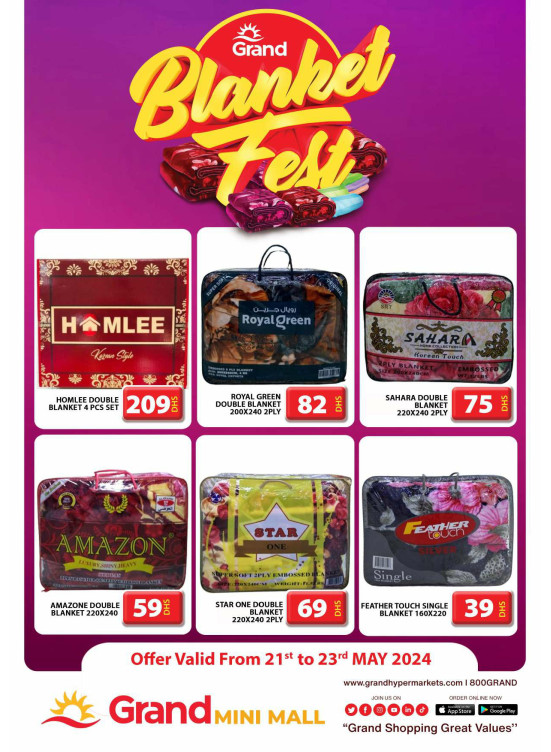 Blanket Fest - Grand Mini Mall from Grand Hypermarket until 23rd May - Grand Hypermarket UAE ...