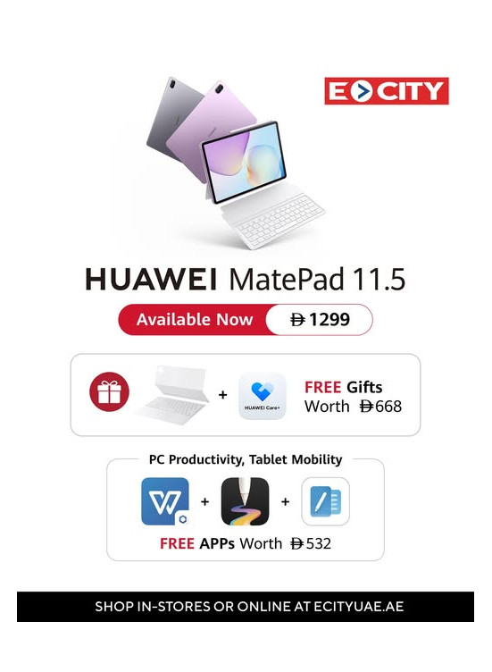HUAWEI MatePad Pro Sale from ECity until 20th August - ECity UAE Offers & Promotions