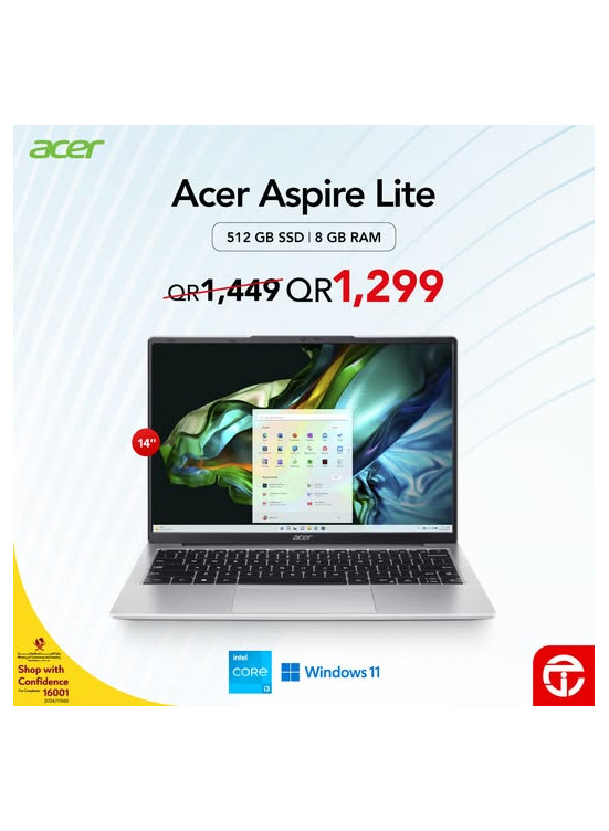 Great price on Acer Aspire Lite Laptop from Jarir Bookstore until 29th ...